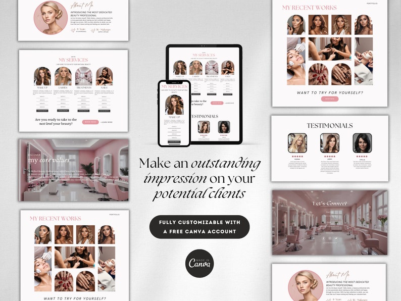 Beauty Website Template, Canva Website for Makeup Artist, Beauty Salon ...