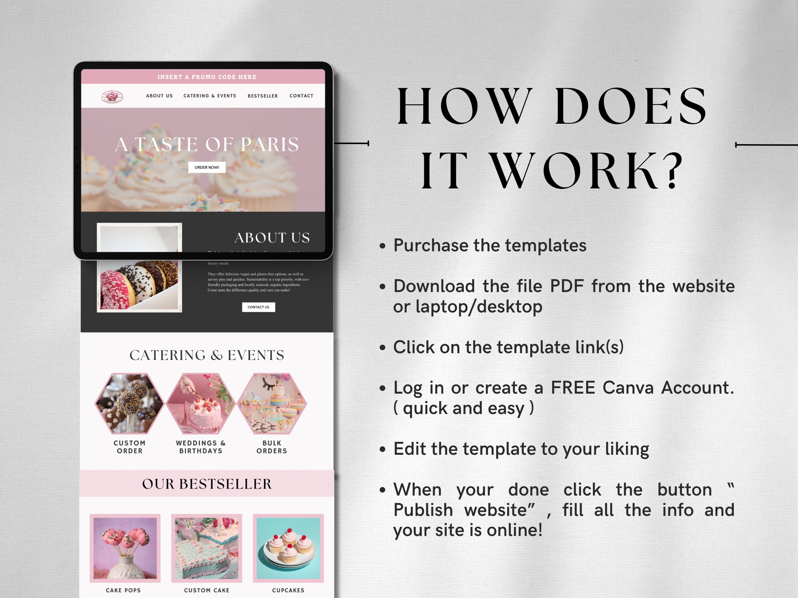 Bakery Website Theme Template White and Pink, Social Media Templates ...