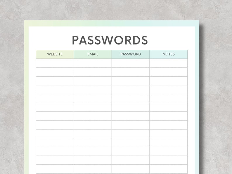A4 Minimalist Password Book Printable Password Tracker - Etsy