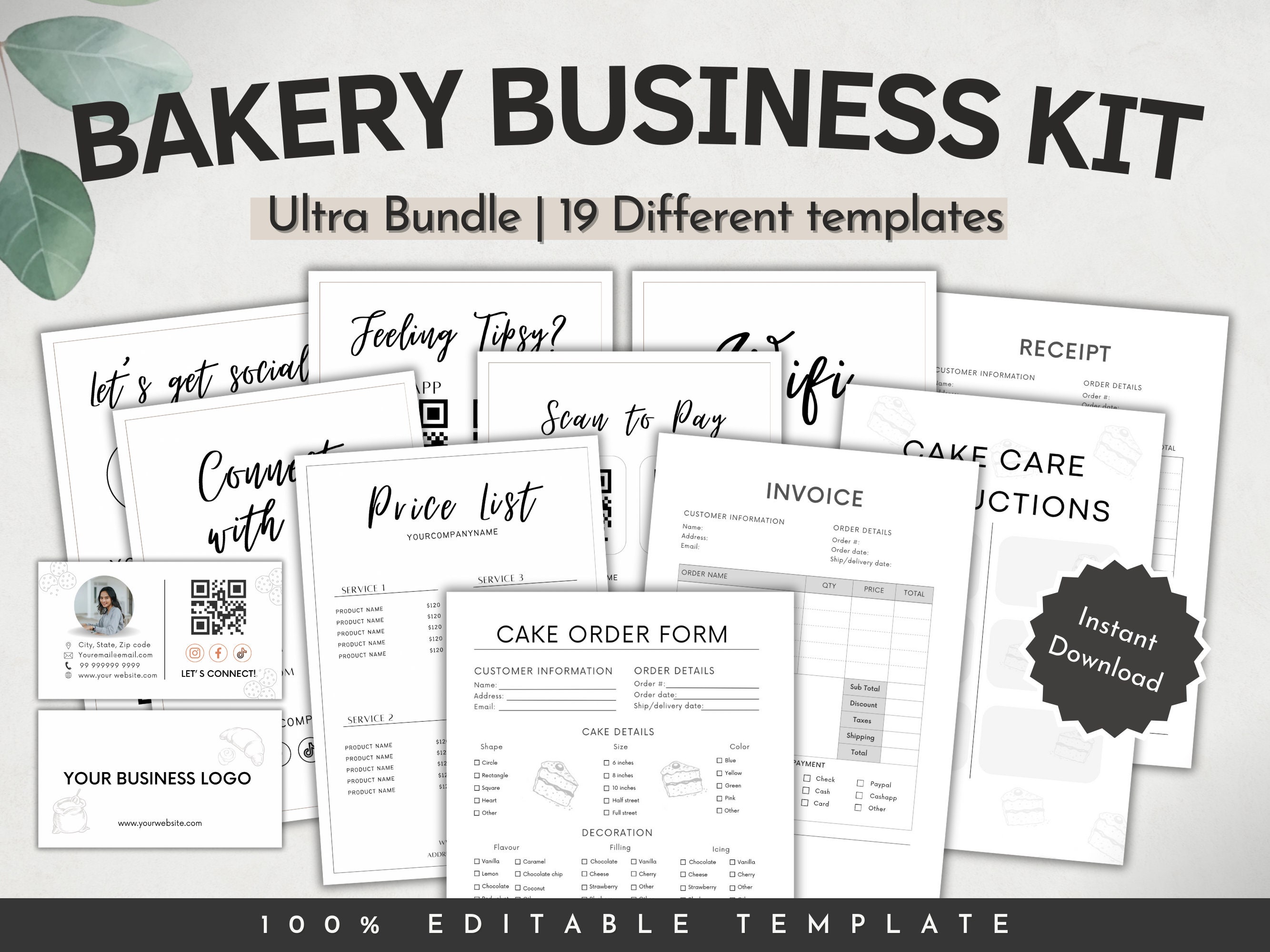 BAKERY BRANDING KIT, Cake Business Bundle, Bakery Business Forms Bundle ...