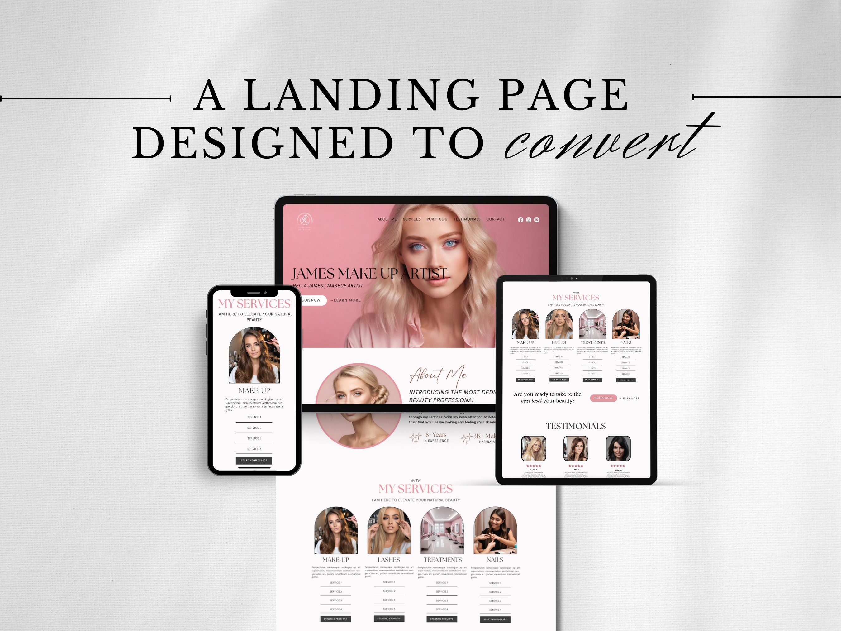 Beauty Website Template, Canva Website for Makeup Artist, Beauty Salon ...