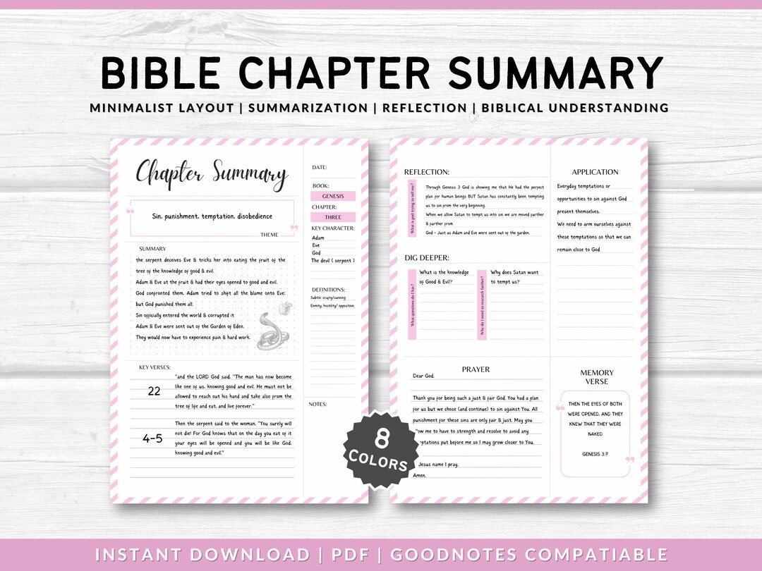 Bible Chapter Summary Printable Template | Bible Study Guide Template ...
