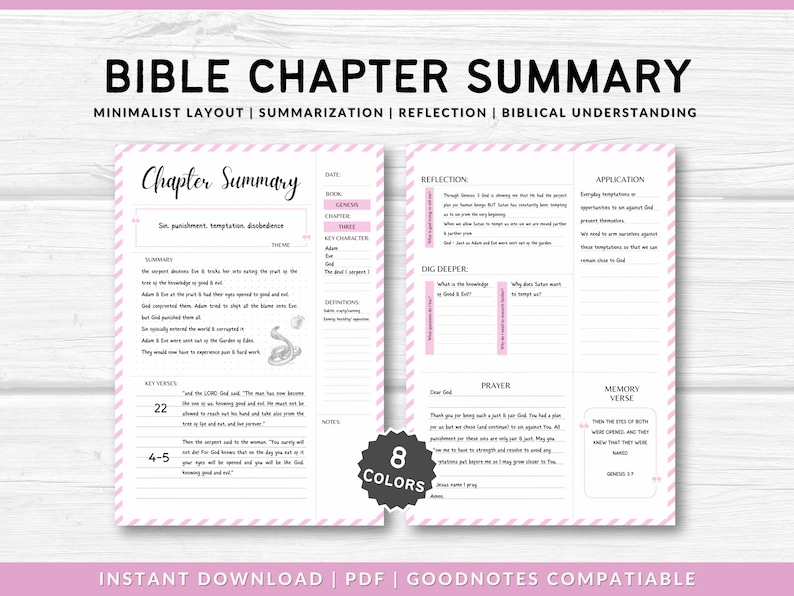 Bible Chapter Summary Printable Template | Bible Study Guide Template ...