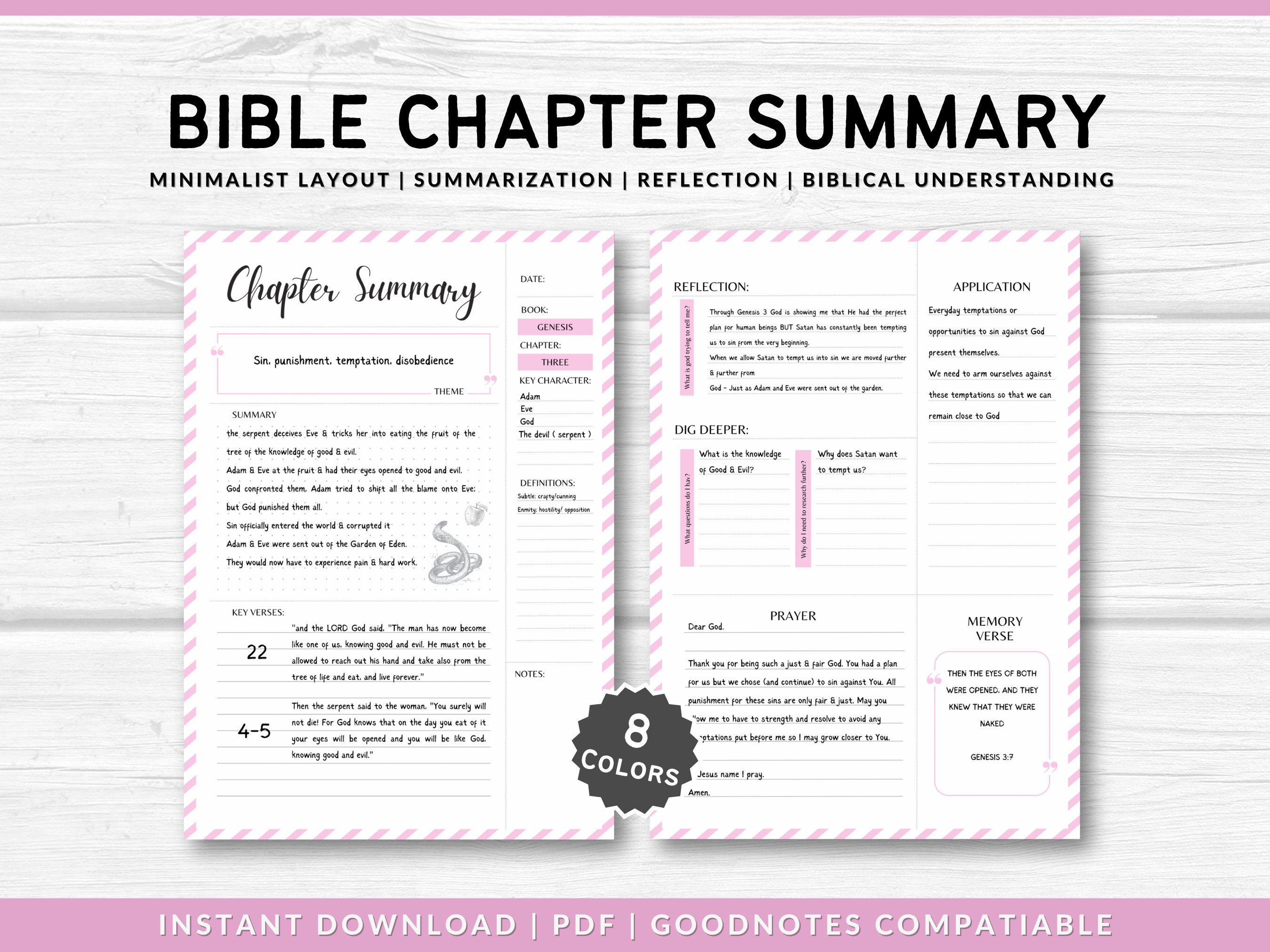 Bible Chapter Summary Printable Template | Bible Study Guide Template ...