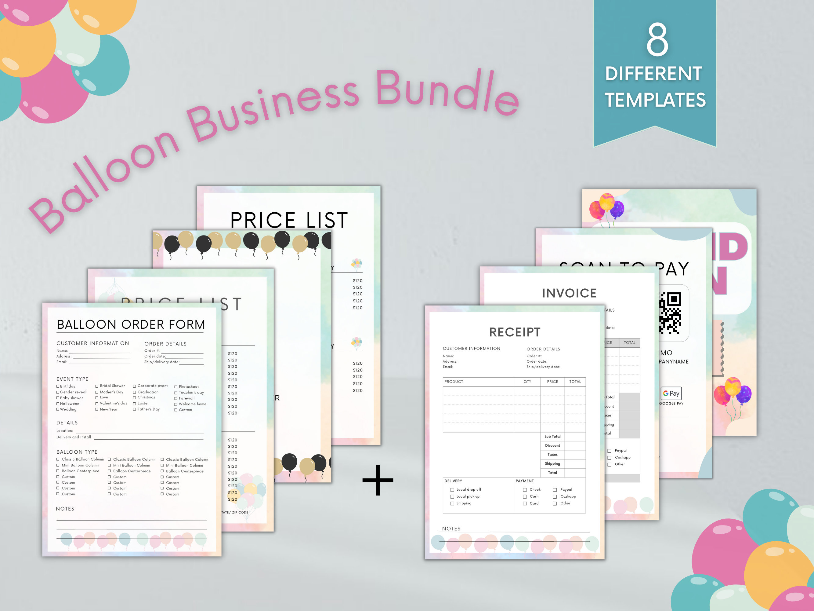 BALLOON BUSINESS BUNDLE, Balloon Order Form, Balloon Artist Contract ...