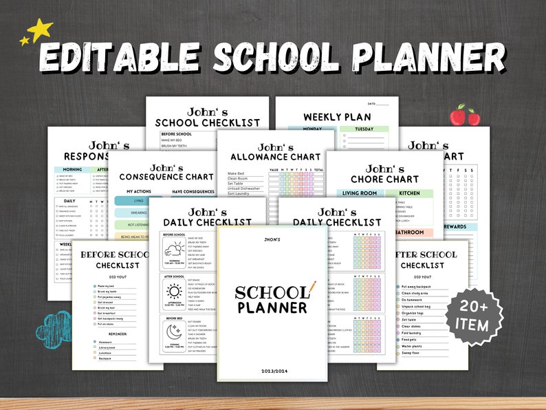 Printable Editable 2023-2024 School Planner | School Calendar | School ...