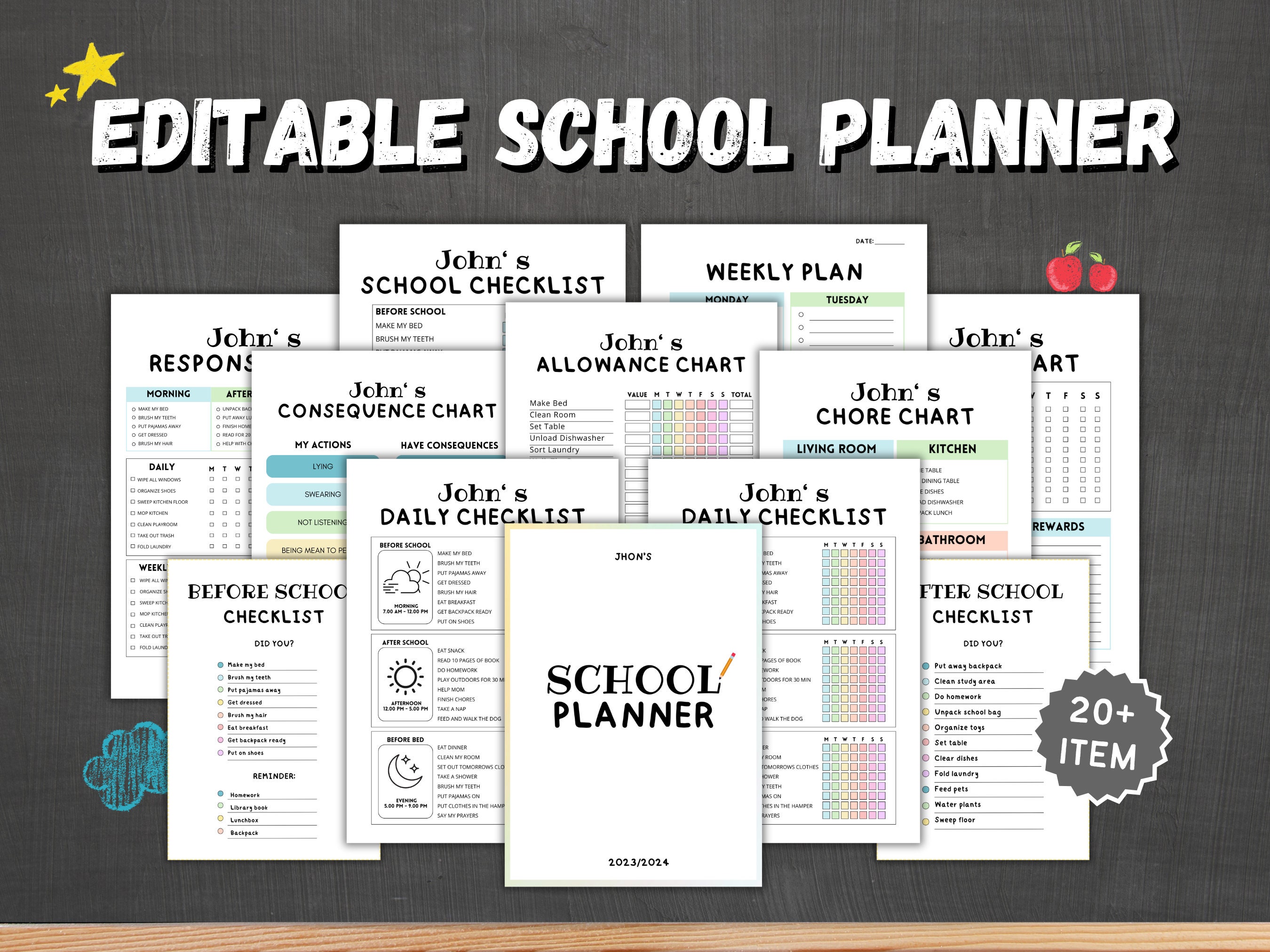Printable Editable 2023-2024 School Planner | School Calendar | School ...