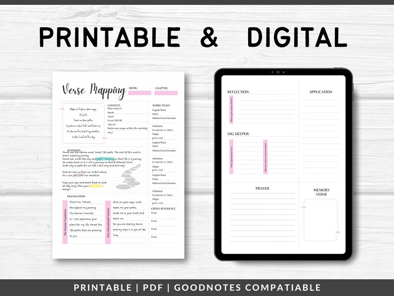 Printable BIBLE VERSE MAPPING Bible Study Journal Read Through the ...