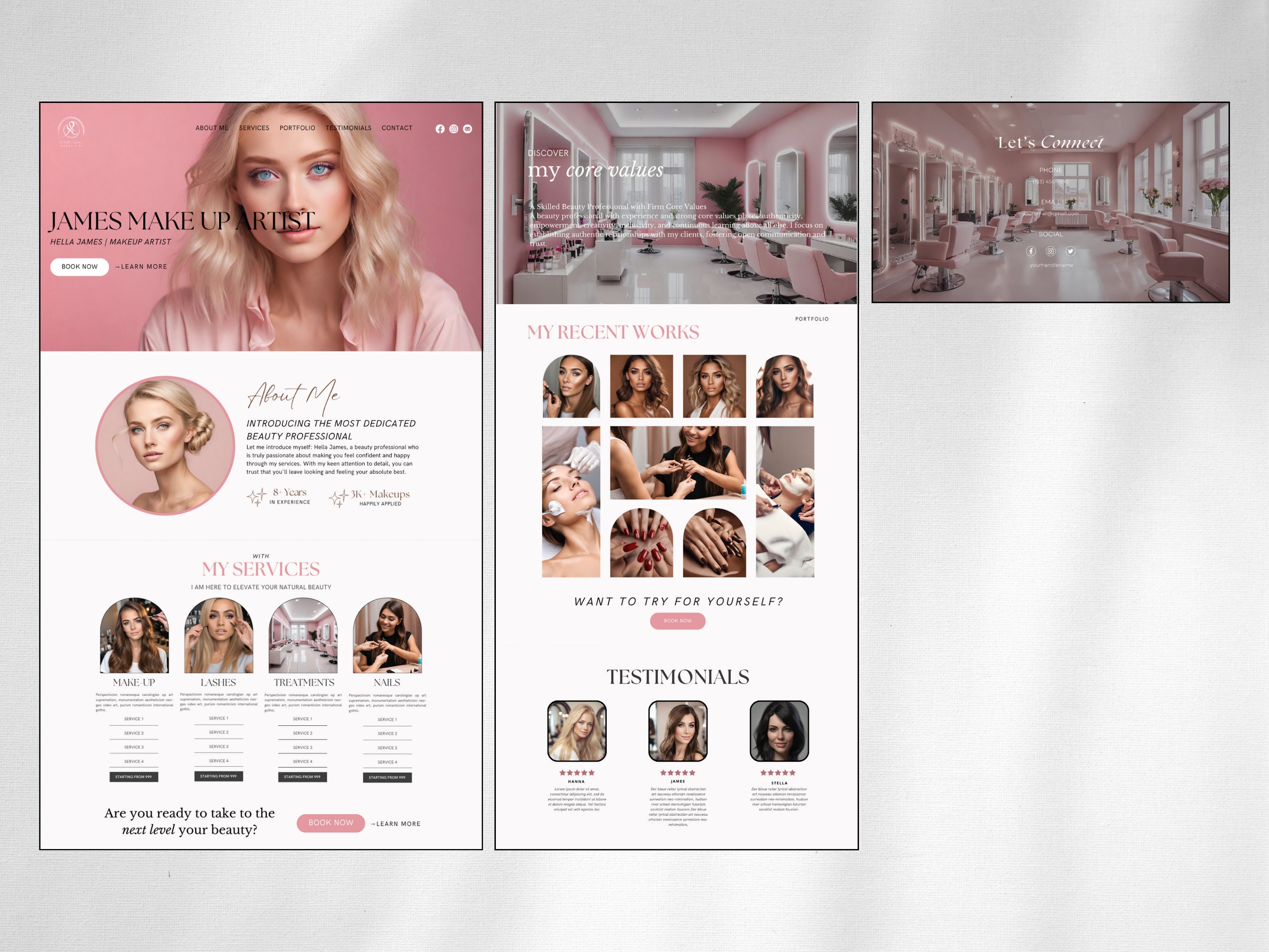 Beauty Website Template, Canva Website for Makeup Artist, Beauty Salon ...