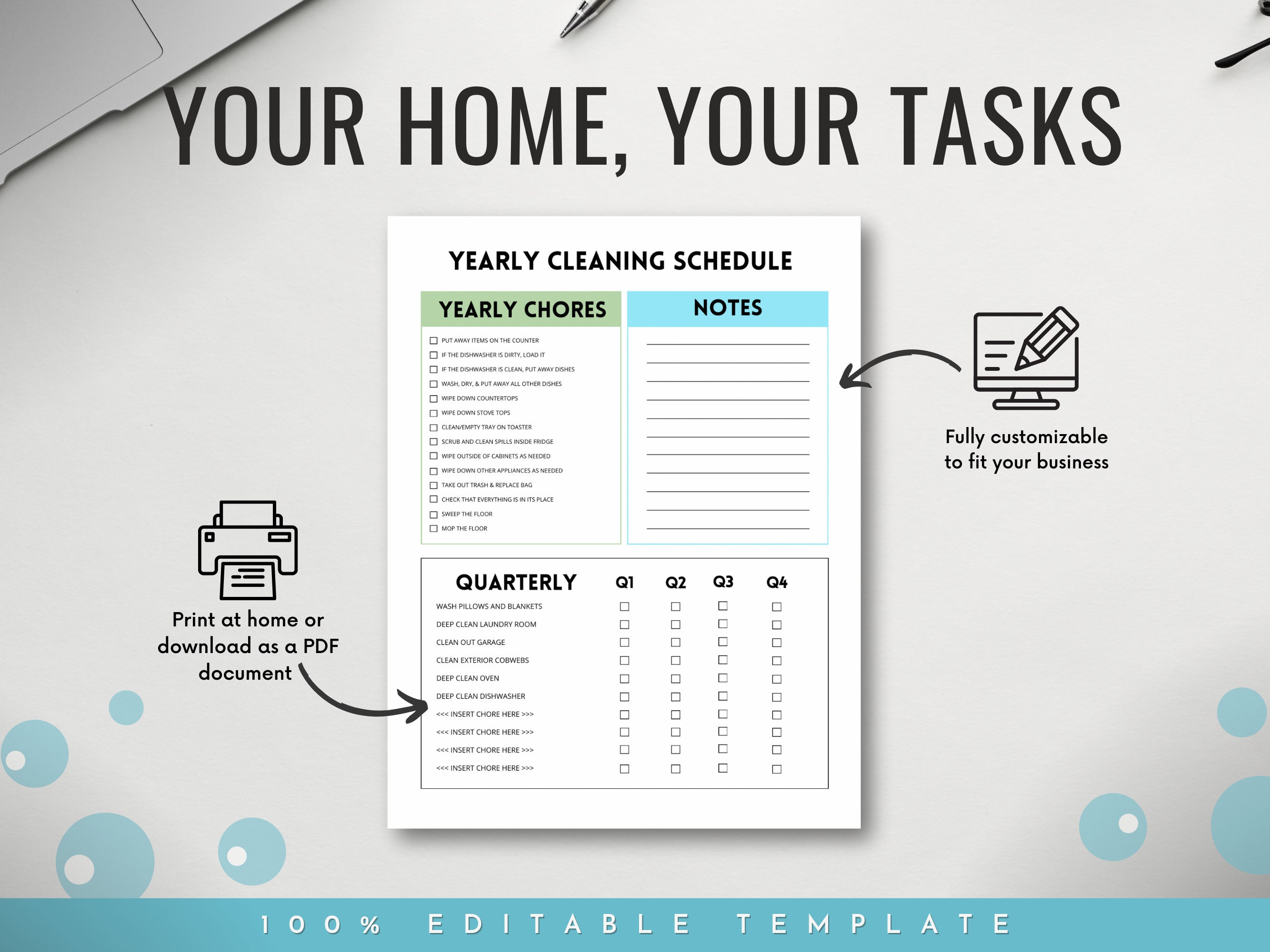 Editable Cleaning Schedule Bundle, Adult Chore Chart, ADHD Cleaning ...