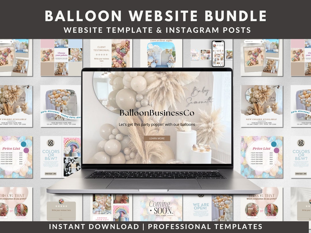 Balloon Business Website Bundle, Balloon Artist Marketing Instagram ...