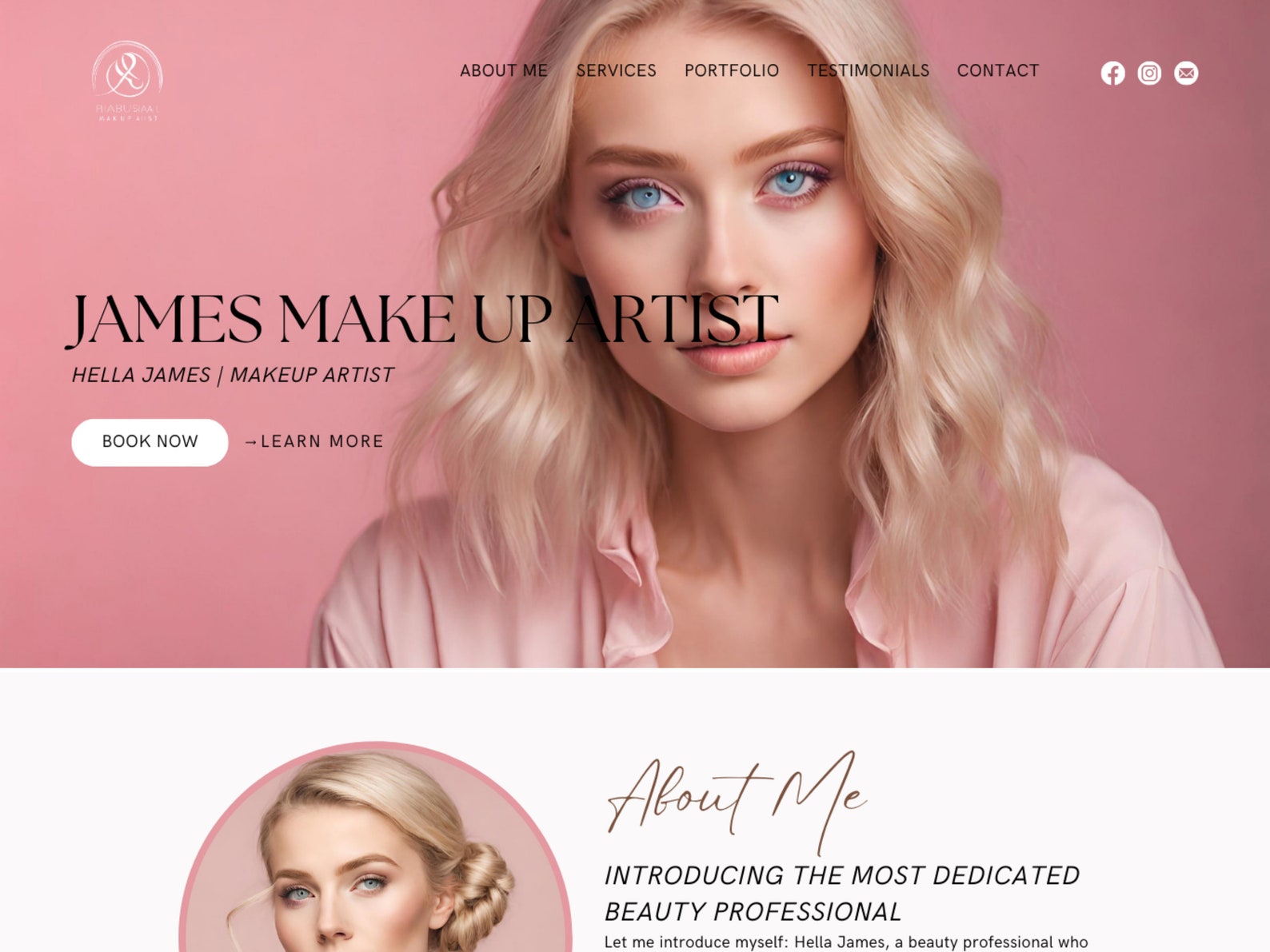 Beauty Website Template, Canva Website for Makeup Artist, Beauty Salon ...