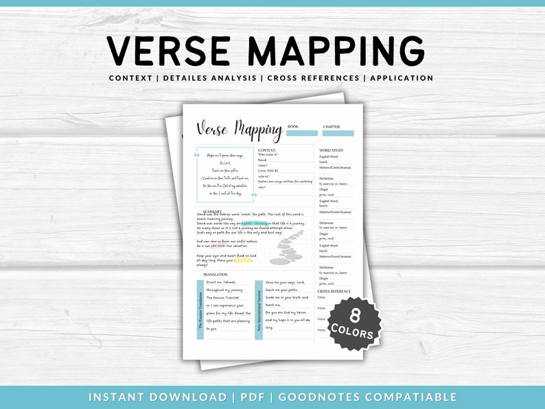 Printable BIBLE VERSE MAPPING Bible Study Journal Read Through the ...