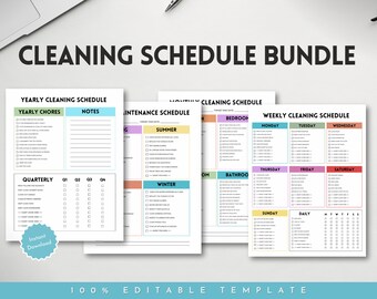 Editable Cleaning Schedule Bundle, Adult Chore Chart, ADHD Cleaning ...