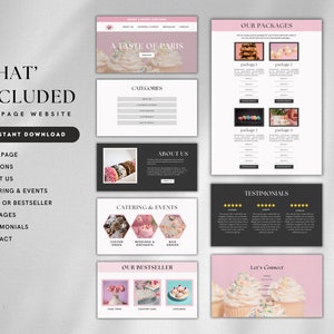 Bakery Website Theme Template White and Pink, Social Media Templates ...