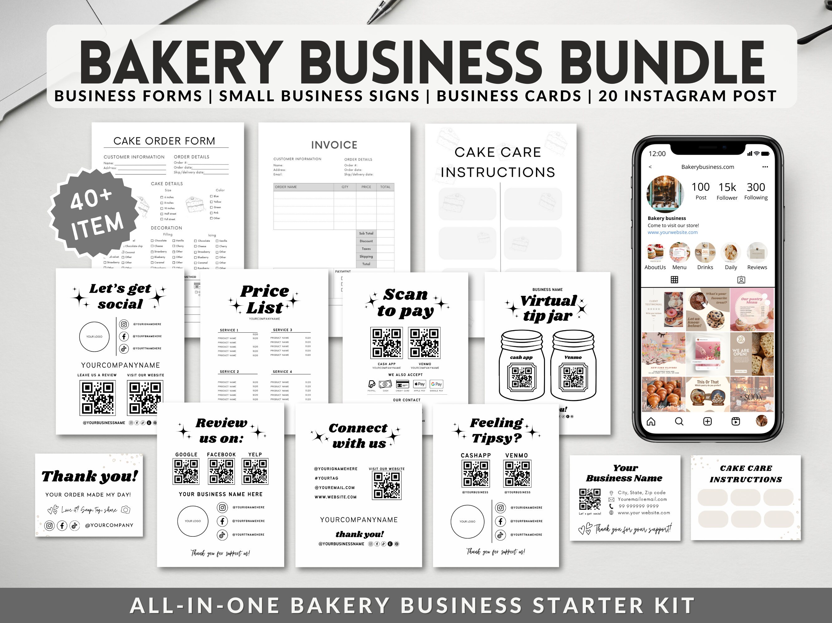 BAKERY BRANDING KIT, Cake Business Bundle, Bakery Business Forms Bundle ...