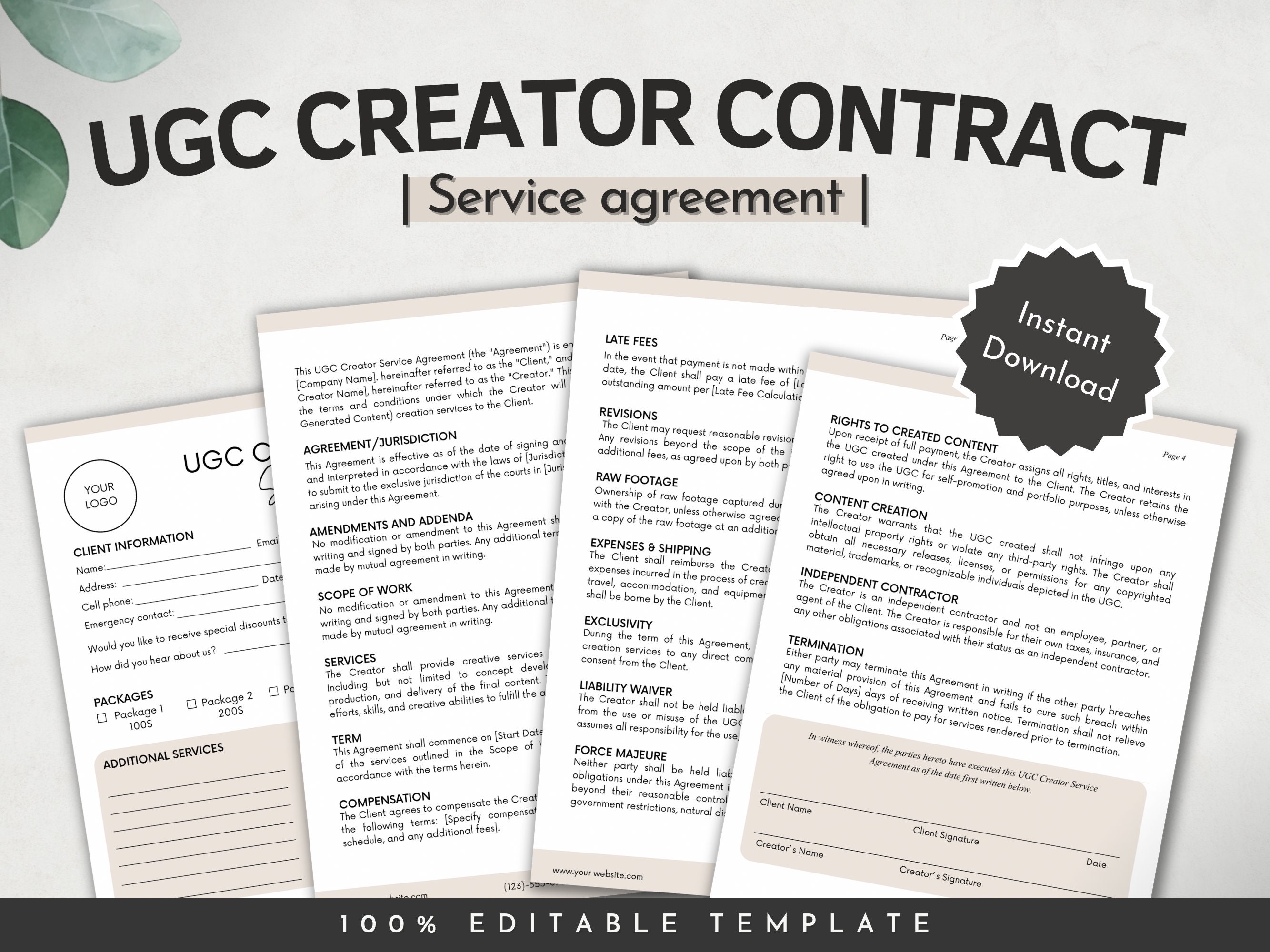 UGC Creator Contract Template, UGC Template, Professional UGC Contract ... UGC Creator Contract Template, UGC Template, Professional UGC Contract ...