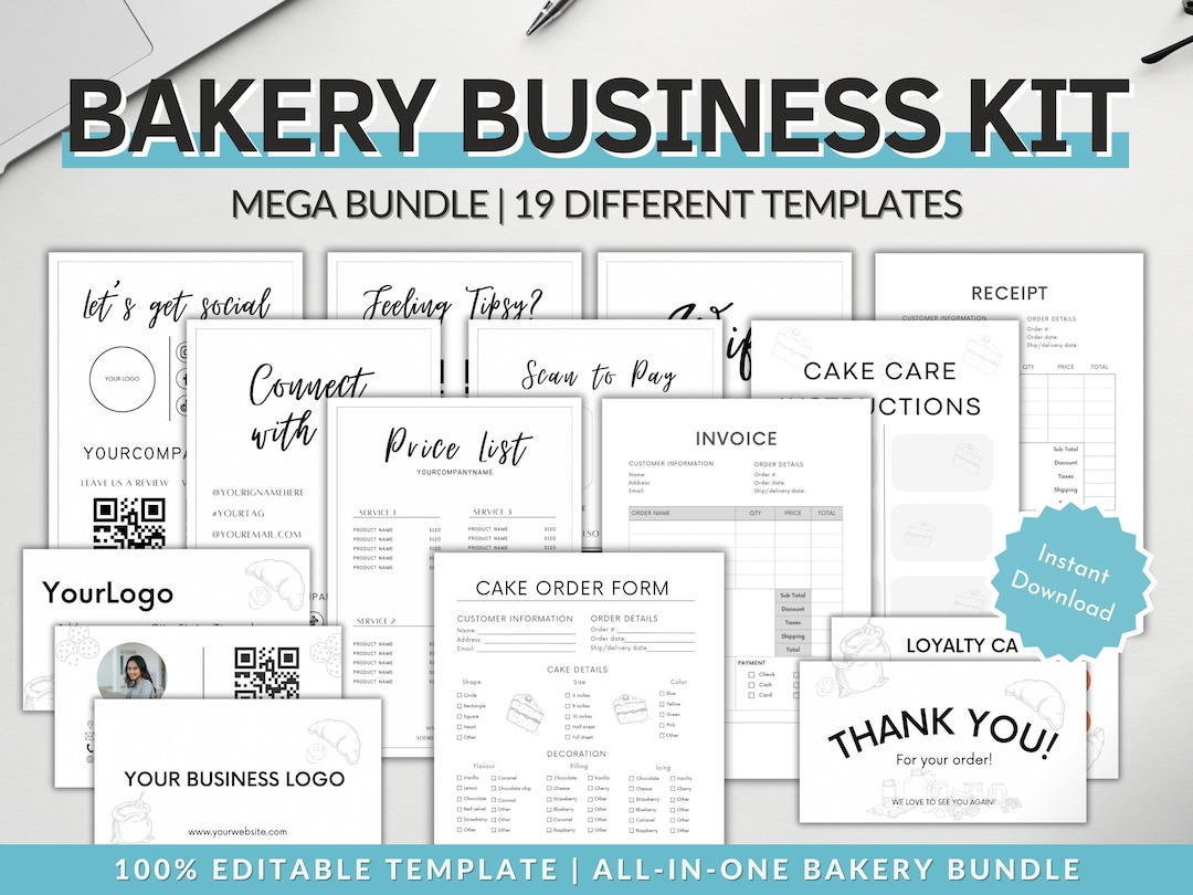 BAKERY BRANDING KIT, Cake Business Bundle, Bakery Business Forms Bundle ...