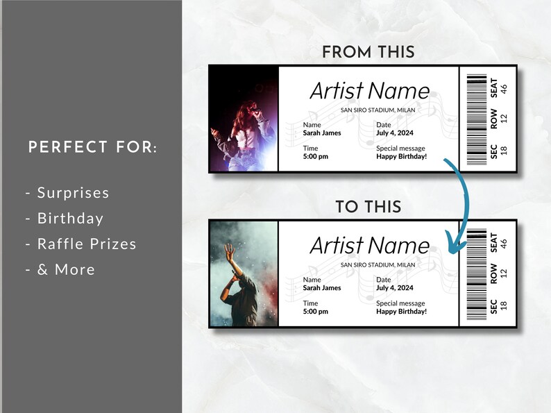 Editable Concert Ticket Template DIY Event Ticket Custom - Etsy México
