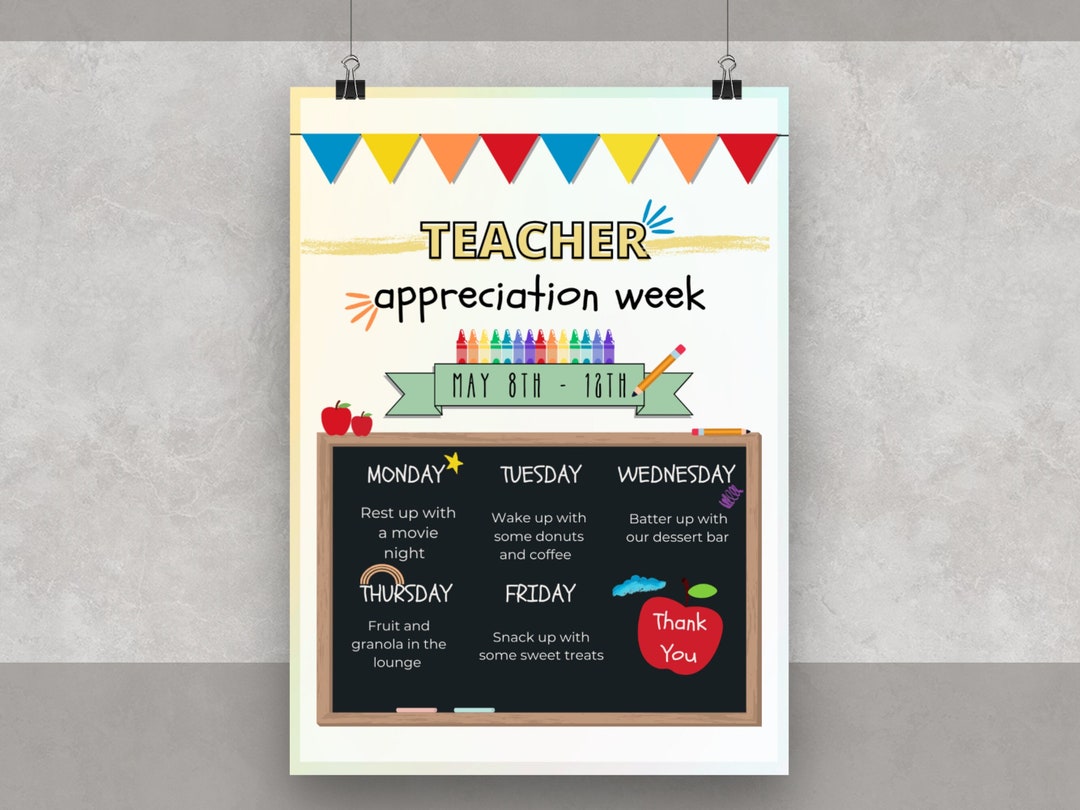Editable Teacher Appreciation Week, Itinerary Poster , Teacher Staff ...