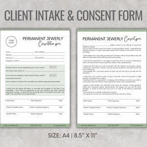 Permanent Jewelry Business Bundle, Editable Permanent Jewelry Consent ...