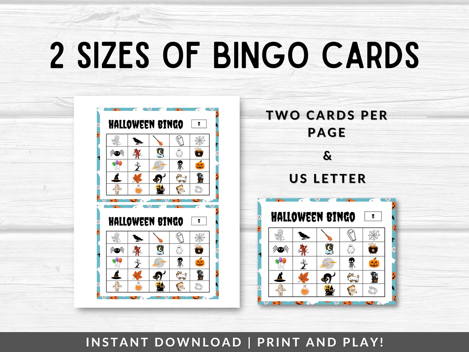 Halloween Bingo, Halloween Party Game, Bingo Game for Halloween Party ...