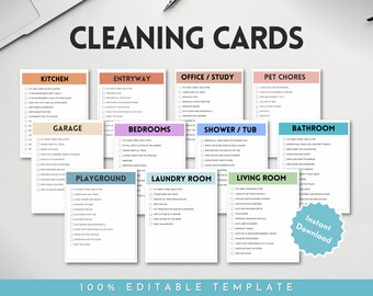 Cleaning Checklist, Cleaning Cards, Adhd Cleaning, Editable Chore List ...