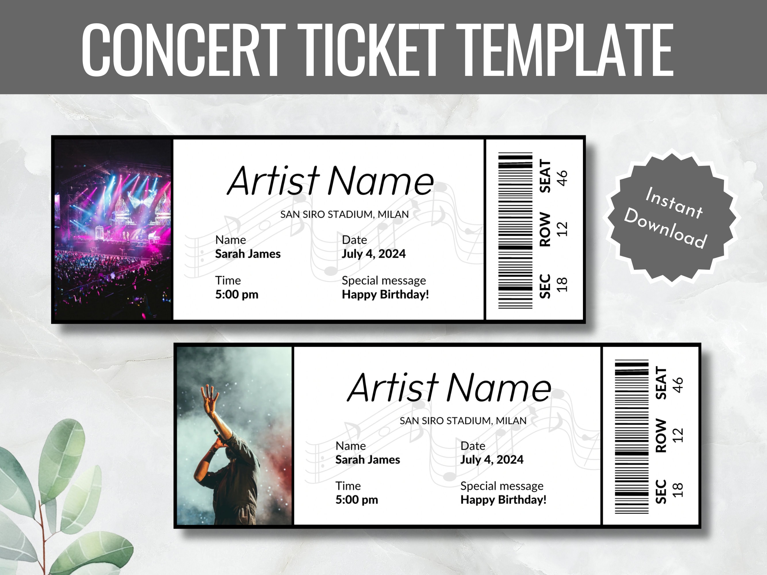 Editable Concert Ticket Template, DIY Event Ticket, Custom Concert ...