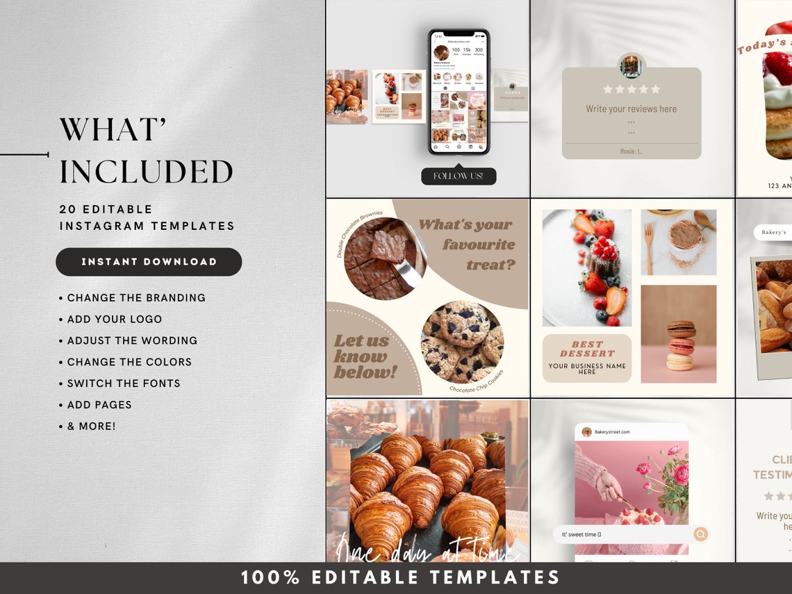 Bakery Website Theme Template White and Pink, Social Media Templates ...