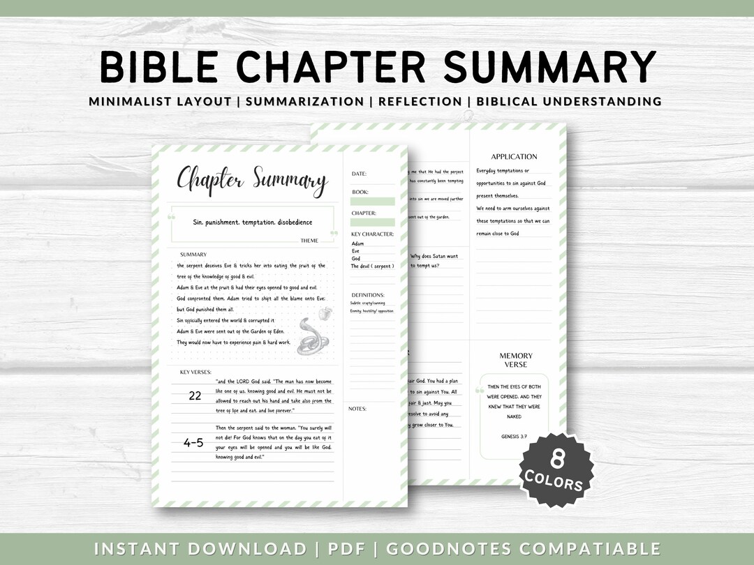 Bible Chapter Summary Printable Template | Bible Study Guide Template ...