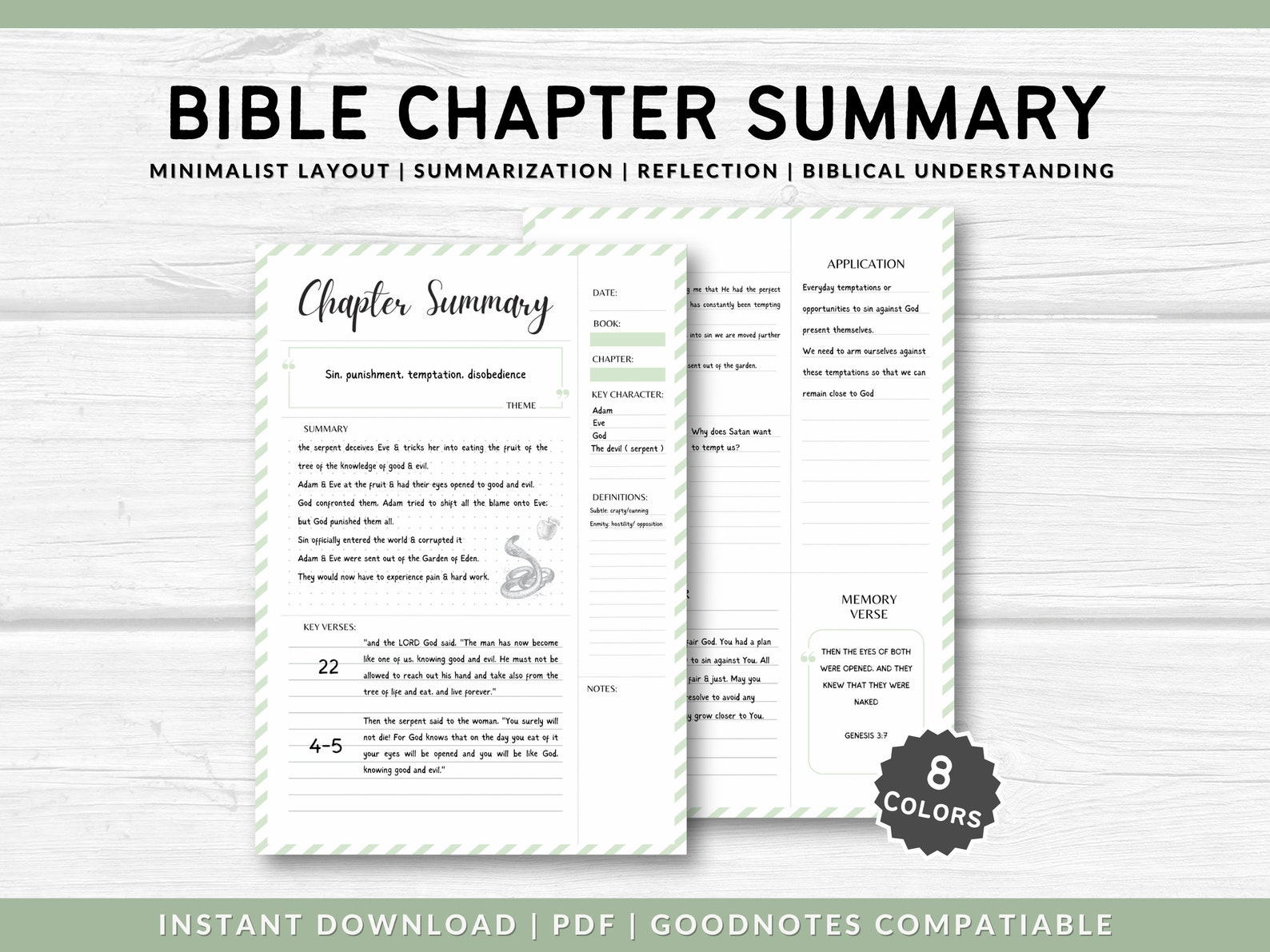 Bible Chapter Summary Printable Template | Bible Study Guide Template ...