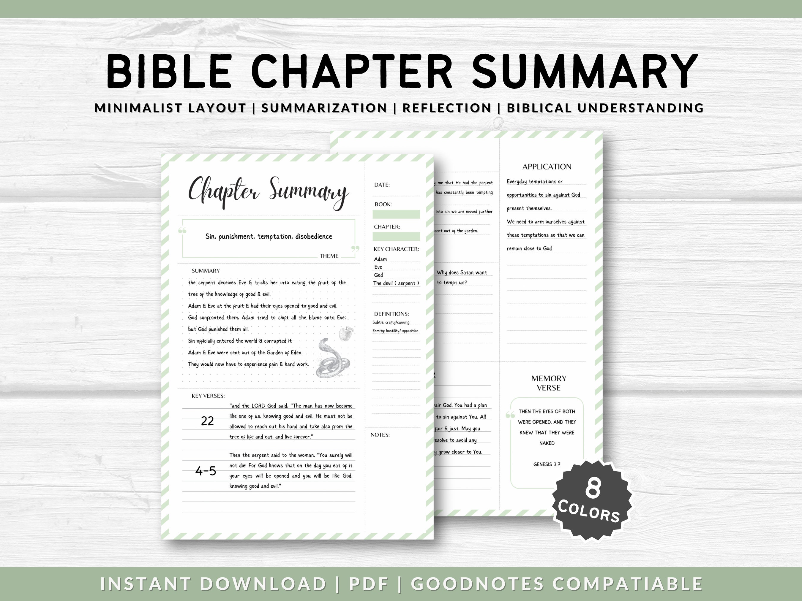 Bible Chapter Summary Printable Template | Bible Study Guide Template ...