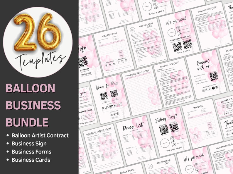 BALLOON BUSINESS BUNDLE, Balloon Artist Contract, Balloon Order Form ...