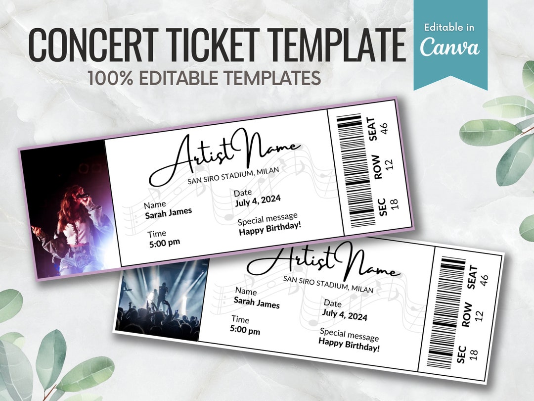 Editable Concert Ticket Template DIY Event Ticket Custom - Etsy
