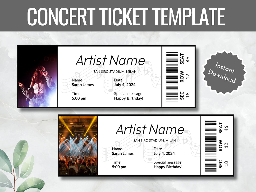 Editable Concert Ticket Template, DIY Event Ticket, Custom Concert Ticket Gift, Surprise ...
