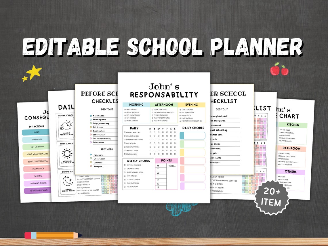 Printable Editable 2023-2024 School Planner School Calendar - Etsy