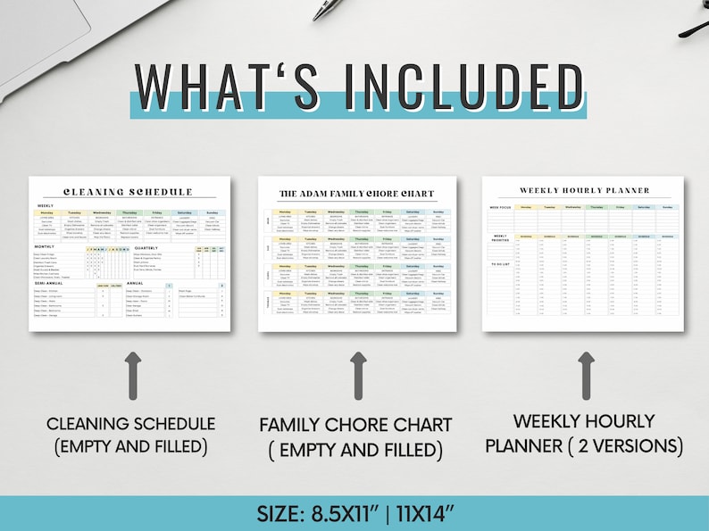 Cleaning Checklist Bundle, Editable Household Cleaning Schedule, Adhd ...