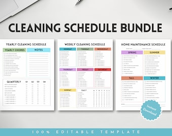 Editable Cleaning Schedule Bundle, Adult Chore Chart, ADHD Cleaning ...