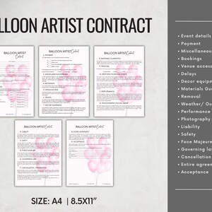 BALLOON ARTIST CONTRACT Template, Balloon Business Bundle, Balloon ...