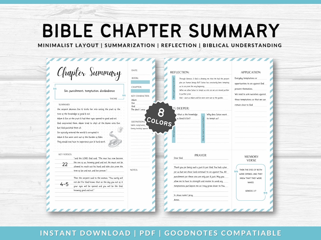 Bible Chapter Summary Printable Template | Bible Study Guide Template ...
