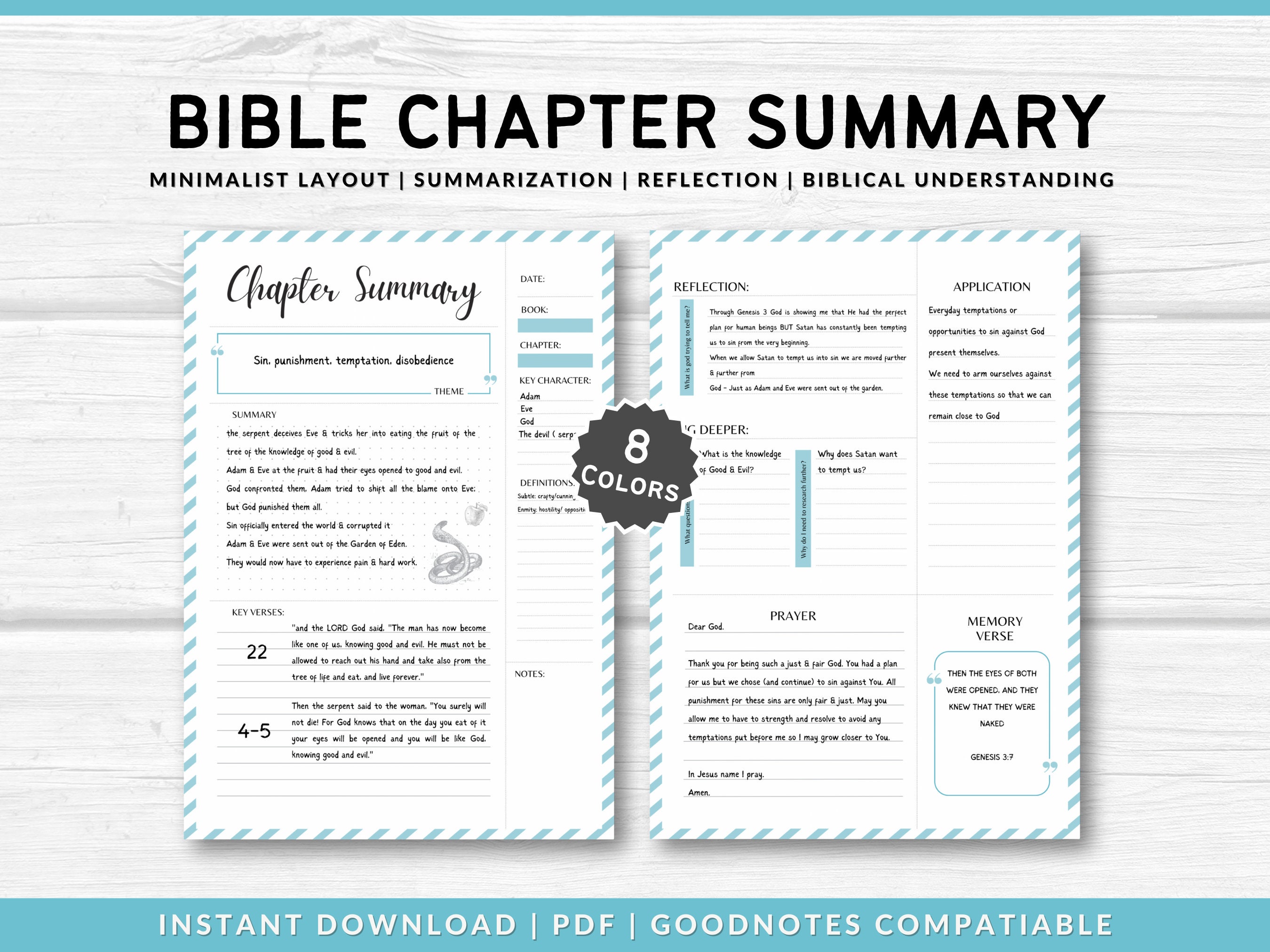 Bible Chapter Summary Printable Template | Bible Study Guide Template ...