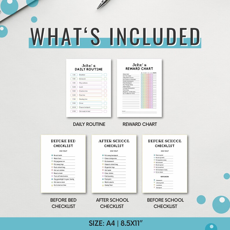 Editable Kids Chore Chart Bundle, Reward Allowance Behavior Consequence ...