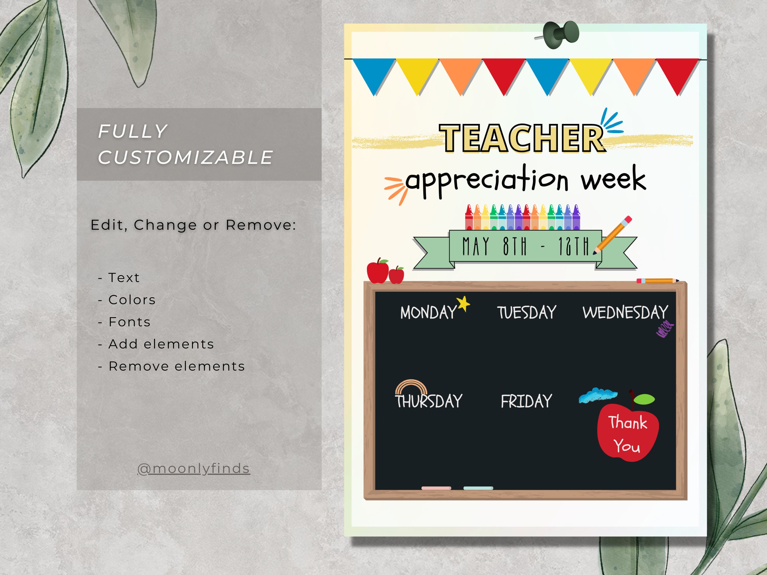 Editable Teacher Appreciation Week, Itinerary Poster , Teacher Staff ...
