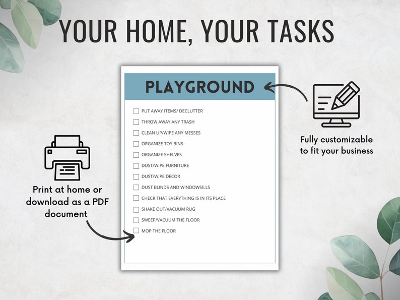 Cleaning Checklist, Cleaning Cards, Adhd Cleaning, Editable Chore List ...
