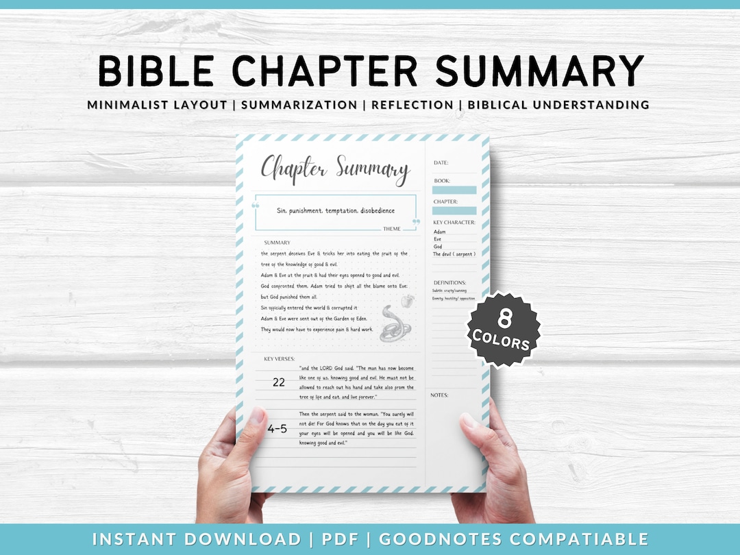 Bible Chapter Summary Printable Template | Bible Study Guide Template ...
