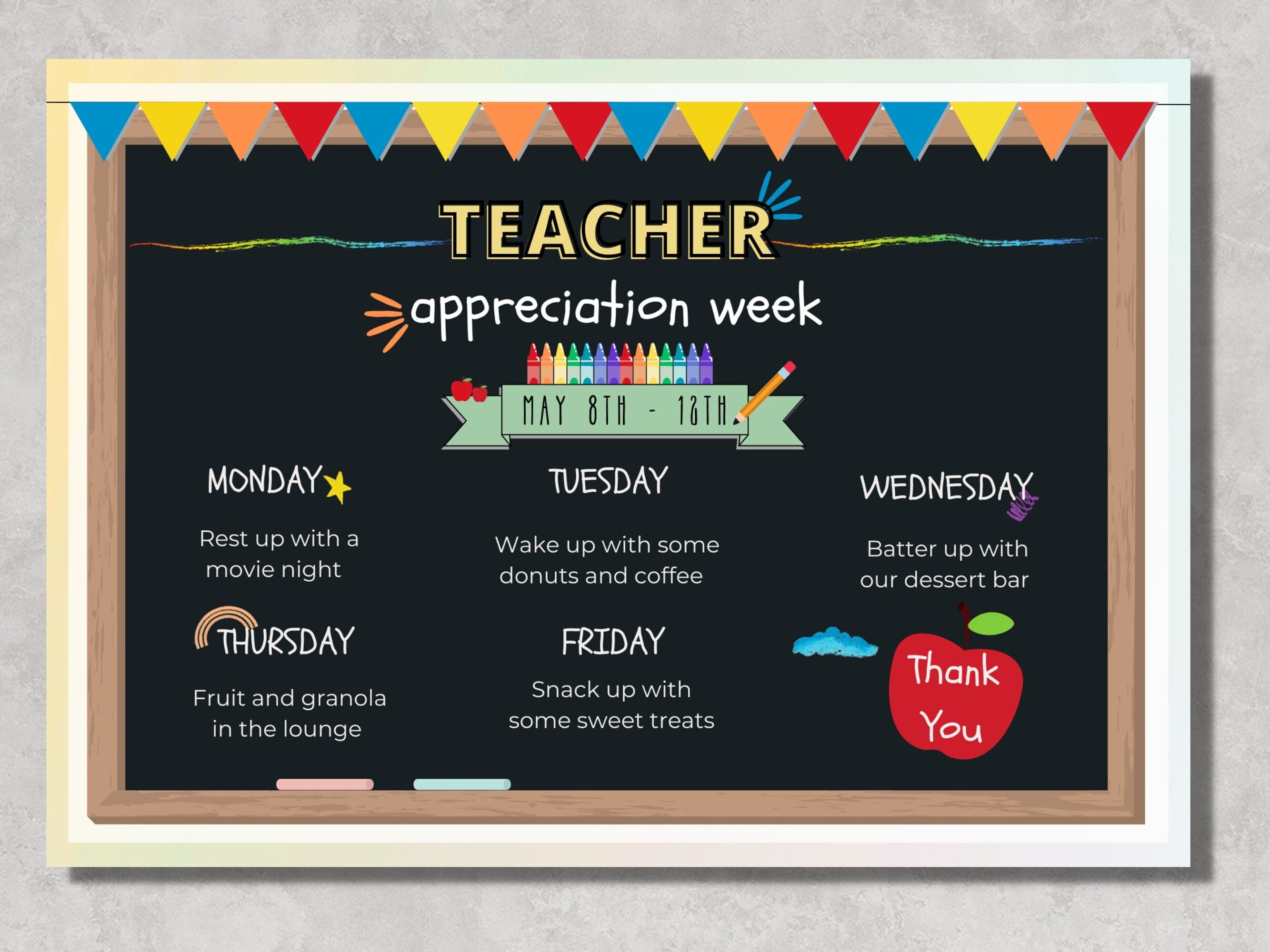 Editable Teacher Appreciation Week, Itinerary Poster , Teacher Staff ...