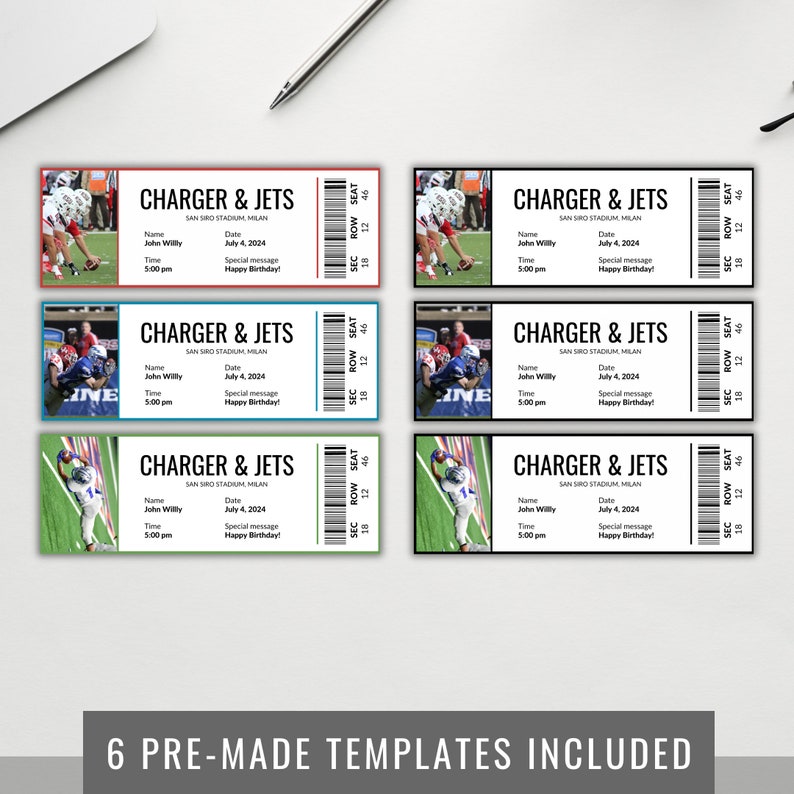 Editable Sports Ticket Template, DIY Sporting Ticket, Custom Sports ...
