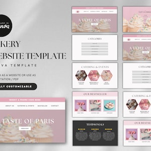 Bakery Website Theme Template White and Pink, Social Media Templates ...