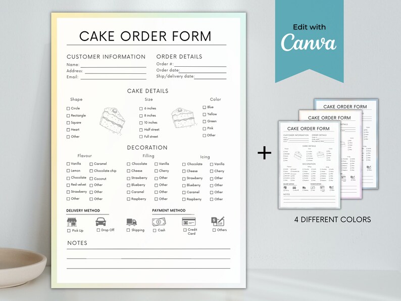 Cake Order Formprintable Bakery Order Formsmall Business - Etsy
