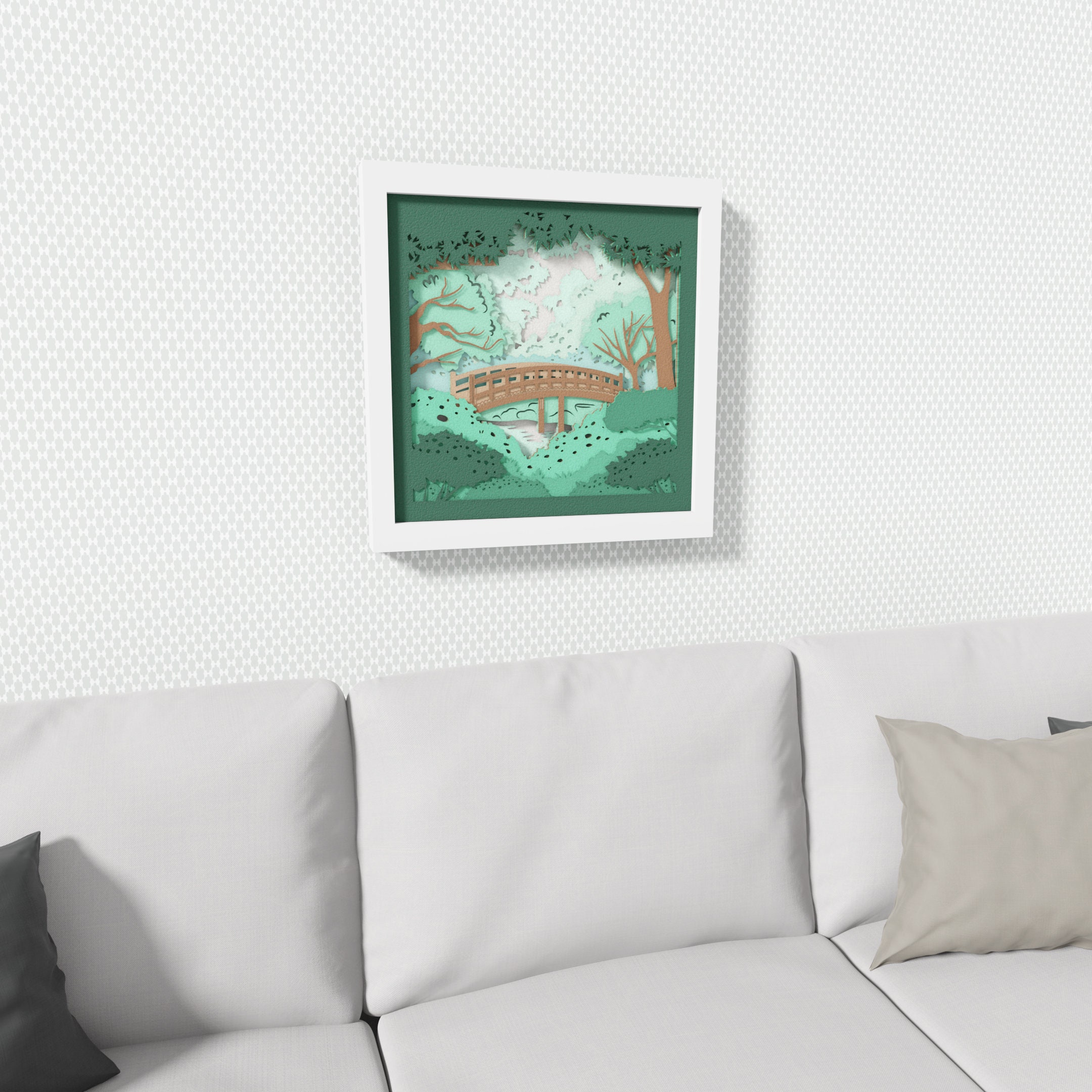Forest Bridge Layered Paper Art 3D Garden Palace Shadowbox - Etsy